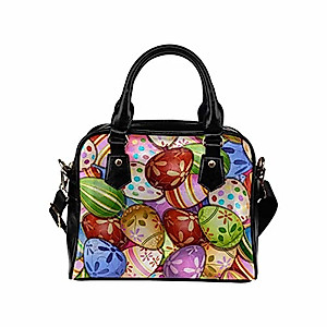 InterestPrint Beautiful Easter Eggs PU Leather Purse Handbags Shoulder Crossbody Bag for Women