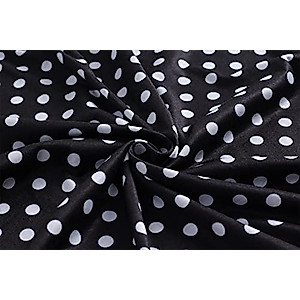 Work Dresses for Women Vintage Polka Dot Pockets Knee-Length Fit and Flare Summer A-Line Casual Peter Pan Collar Dresses 978 (Black Dot, L)