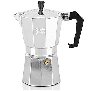 Alpine Cuisine Stovetop Espresso Maker 12.5 Oz, 9 Espresso Cups Moka Pot for Classic Italian and Cuban Coffee Maker, Aluminum Moka Pot, Makes Delicious Coffee, Excellent Camping Coffee Pot