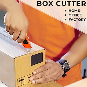 Jetmore 4 Pack Box Cutter Utility Knife, Heavy Duty Box Cutter Knife Razor Knife with 10 SK5 Blades, Box Cutter Retractable, Aluminum Shell Box Opener Box Knife for Home Office Construction