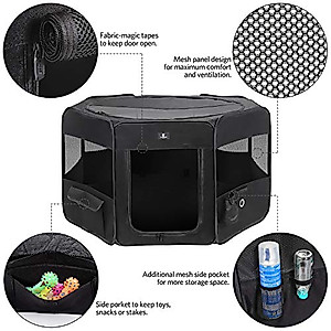 X-ZONE PET Portable Foldable Pet Dog Cat Playpen Crates Kennel/Premium 600D Oxford Cloth,Removable Zipper Top, Indoor and Outdoor Use (Small, Black)