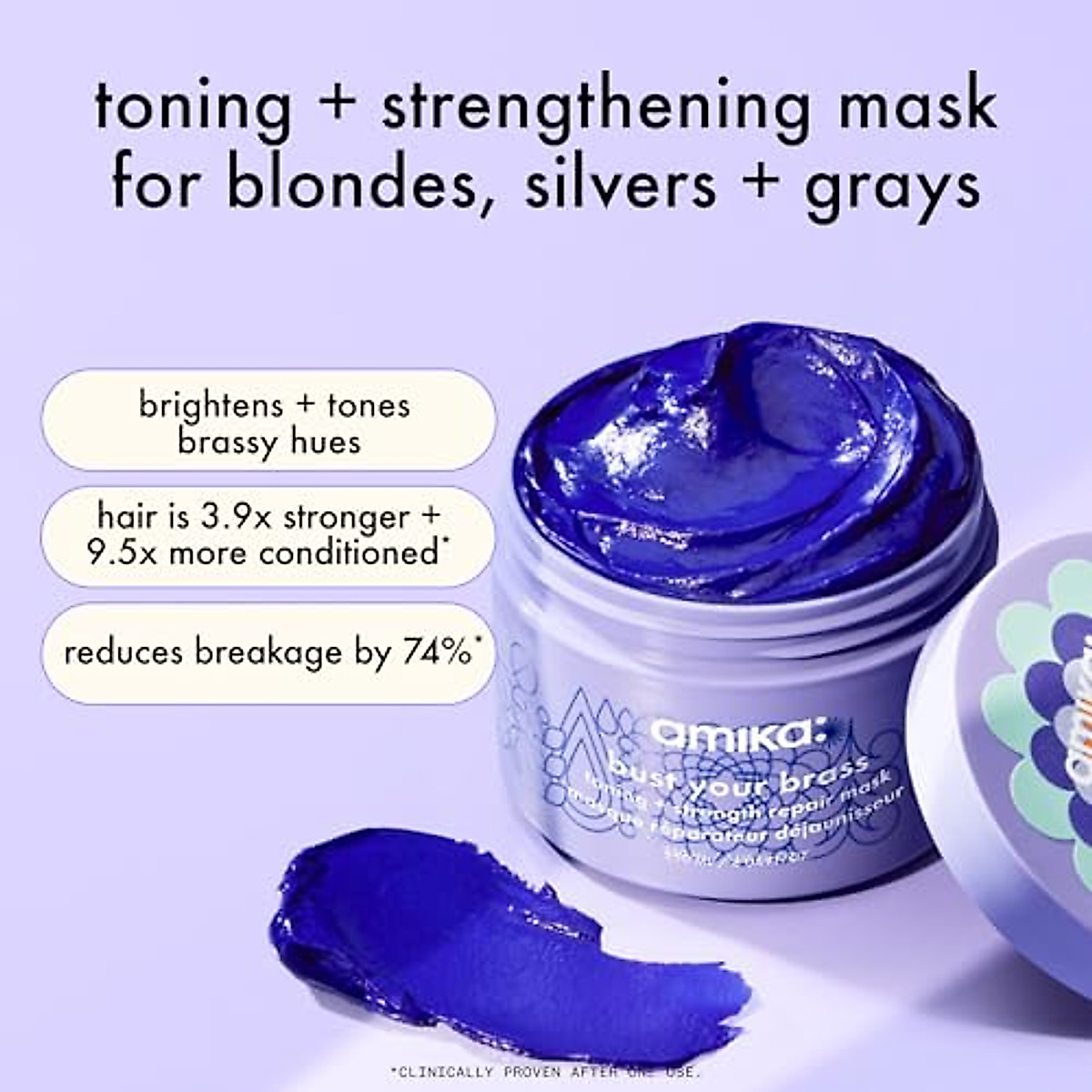 amika bust your brass toning + strength repair mask, 250ml