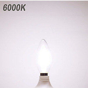 Lamsky E14 LED Filament Candle Shape Light Bulb,E14 European Base Bulb,Daylight 6000K 200LM 20W Equivalent,C35 Clear Glass Torpedo Shape Bullet Top,No-Dimmable (4-Pack)