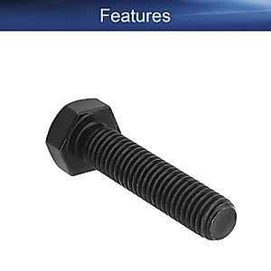 Yinpecly M8x35mm Hex Head Screw Bolts Fastener Grade 8.8 Carbon Steel Black 15pcs