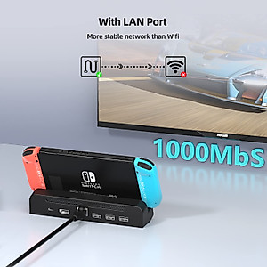 Switch Dock for Nintendo Switch/Switch OLED,Portable Dock with 1000Mbs LAN Port 4K HDMI TV USB 2.0 Port and USB C Charging Port,Compatible with Nintendo Switch