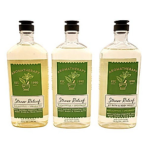 Bath & Body Works Aromatherapy Eucalyptus Spearmint Stress Relief Body Wash & Foam Bath, 10 fl oz per Bottle (3 Pack)