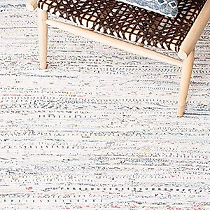 SAFAVIEH Rag Rug Collection Area Rug - 6' x 9', Ivory & Multi, Handmade Boho Stripe Cotton, Ideal for High Traffic Areas in Living Room, Bedroom (RAR121G)