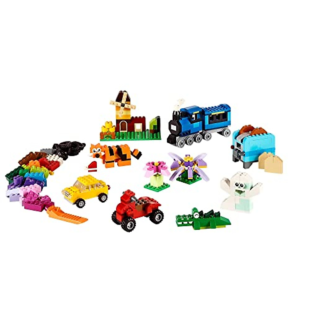 LEGO Classic Medium Creative Brick Box 10696 Building Toy Set - Featuring Storage, Includes Train, Car, and a Tiger Figure, and Playset for Kids, Boys, and Girls Ages 4-99
