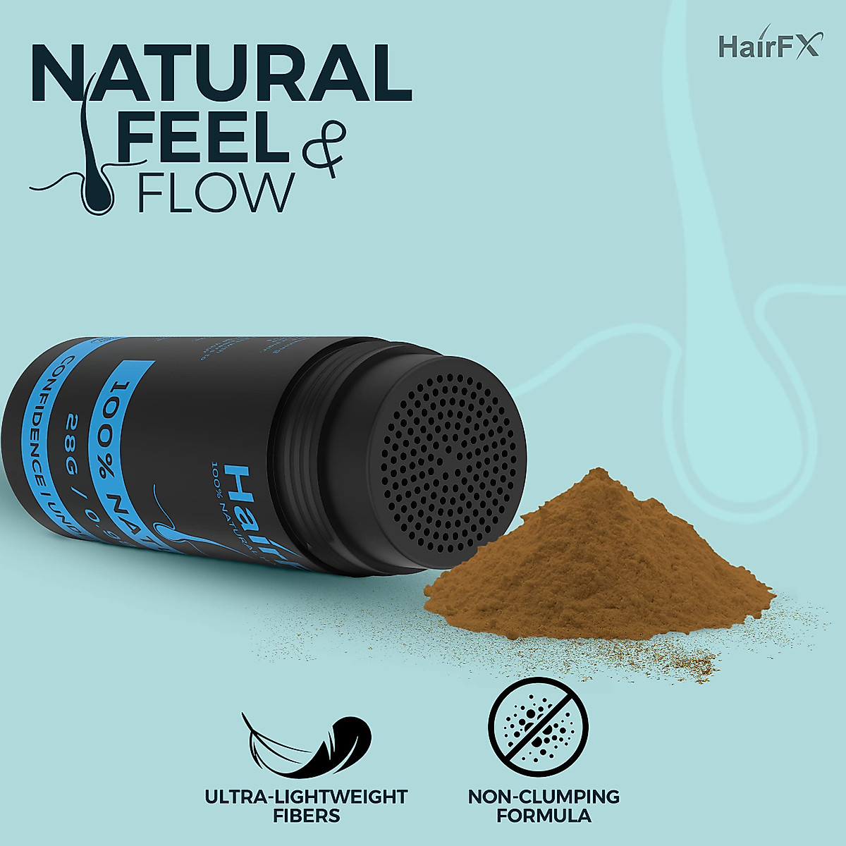 HairFX Hair Perfecting 2-in-1 Kit (DARK BROWN) Set Includes Natural Undetectable Hair Thickening Fibers & Spray Applicator Pump Nozzle | Instant Thick Fuller Hair Conceals Hair Loss 15 Sec Women & Men