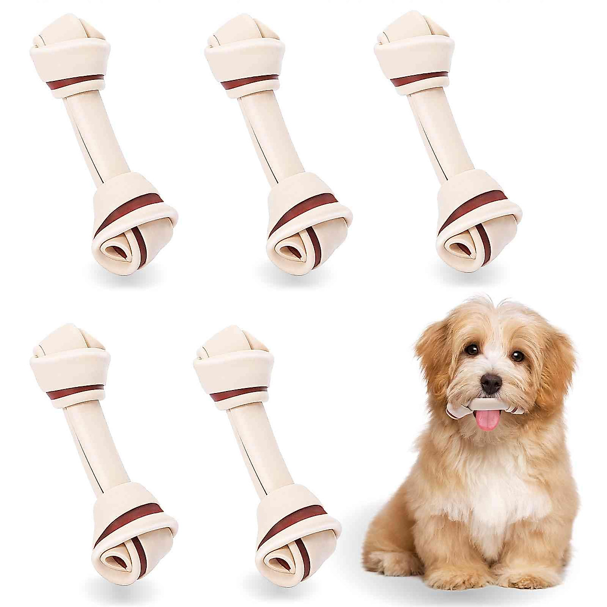 UrbanX Rawhide Free Dog Bones, 4" Real Chicken Wrapped Dog Chew Bones for Bullador and Other Large Mixed Breed Dogs Training Treats - 7 Count