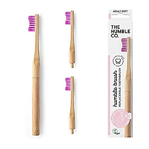 The Humble Co. Bamboo Toothbrush & 3 Toothbrush Heads Vegan and Eco Friendly Toothbrushes for Sustainable Zero Waste Oral Care, BPA Free Soft Bristle Toothbrush (Purple)