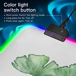 Large RGB Gaming Mouse Pad Ginkgo Biloba Known Ginko Gingko Leaves Glowing Extended Mousepad 35.4x15.7in, Soft Anti-Slip Rubber Base Luminous Mouse Mat for Pc Laptop, Gaming, Office, Home