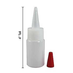 Pinnacle Mercantile Small 1 ounce 12-Pack Plastic Squeeze Bottles with Red Tip Caps Great for Travel, Arts, Crafts, Vape Juice, Oil, Glue Empty