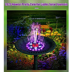 SZMP Solar Fountain 4W Bird Bath Fountains 2024 Upgraded 60LED Lights, Solar Powered Fountain Pump Built-in 4000 Battery with 7 Nozzle & 4 Fixer, Solar Water Fountain for Garden, Bird Bath, Pool, Pond