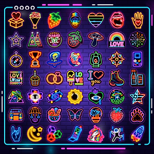 300 PCS Neon Stickers Pack,Cool Stickers for Teens Adults Kids,Waterproof Trendy Stickers for Skateboard Water Bottle Laptop Scrapbook Luggage