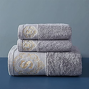 QWERTY Cotton Towels Bathroom Face Bath Towel Set Soft Five Star Hotel Towel Adults Serviette (Color : Black)