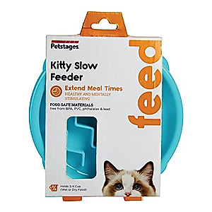 Catstages Kitty Slow Feeder Cat Bowl, Blue