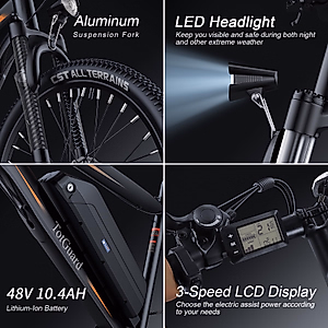 Wooken Electric Bike for Adults with Peak 750W Motor, 27.5'' Ebike with 48V 499WH Removable Battery, Up to 55 Miles Electric Mountain Bike, 21.6MPH Adults Electric Bicycle with LCD Display, 21 Speed