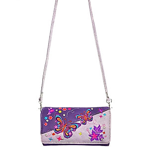 Zelris Butterfly Flower Season Embroidery Women Conceal Carry Handbag Wallet Set (Purple Violet)
