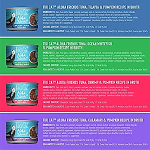 Tiki Cat Aloha Friends Variety Pack, Seafood Flavors with Pumpkin, Wet, High-Protein & High-Moisture Cat Food, for All Life Stages, 5.5 oz. Cans (Case of 12)