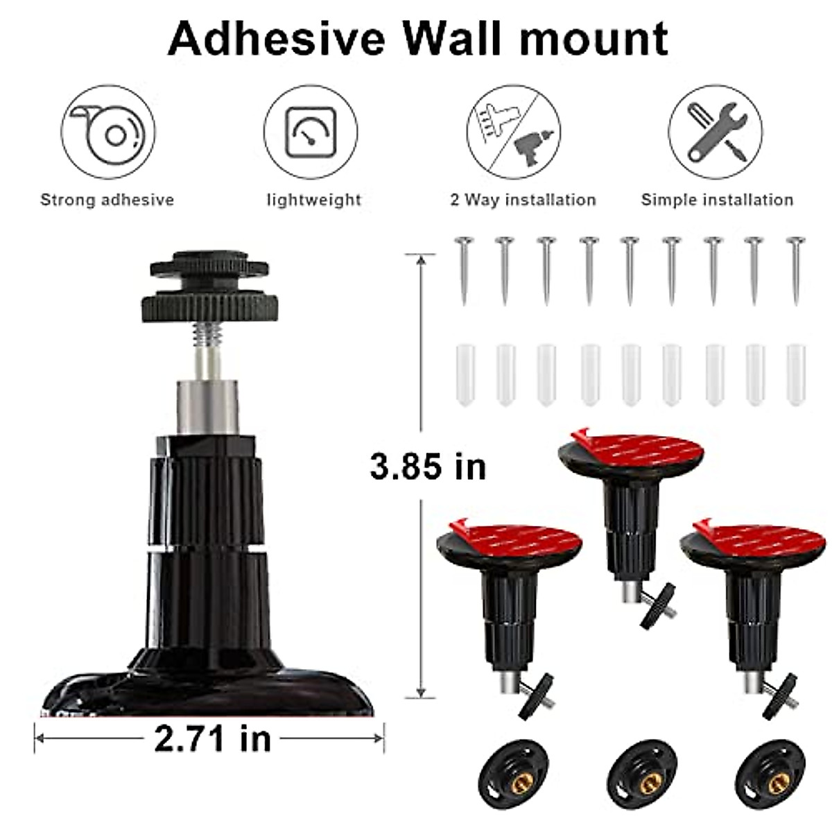 3PACK Screwless Wall Mount Bracket for Blink Outdoor & Indoor Camera Blink XT2,360 Degree Adjustable Strong Adhesive Mount，2 Ways Installation VHB Stick On or Screws, No Tools Needed, No Drilling