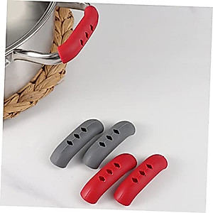 Luxshiny 6pcs Pot Earrings Silicone Pot Handle Sleeve Lid Holder for Pots Silicone Cooking Utensils Insulated Covers Silicone Sleeve Kitchen Hot Pads Non- Pot Holder Sleeves Lid Rack