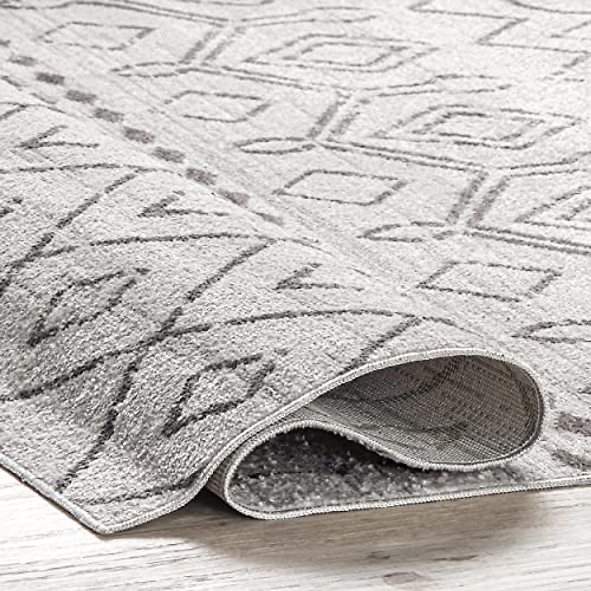 nuLOOM Audrey Machine Washable Geometric Moroccan Area Rug, 8' x 10', Ivory