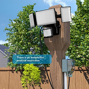 Olafus 65W Motion Sensor Outdoor Light Plug in, Motion Flood Light Dusk to Dawn, 6500LM LED Security Light IP65 Waterproof, Motion Activated 6500K PIR Sensor Lighting for Garage Yard Patio Eave, Black