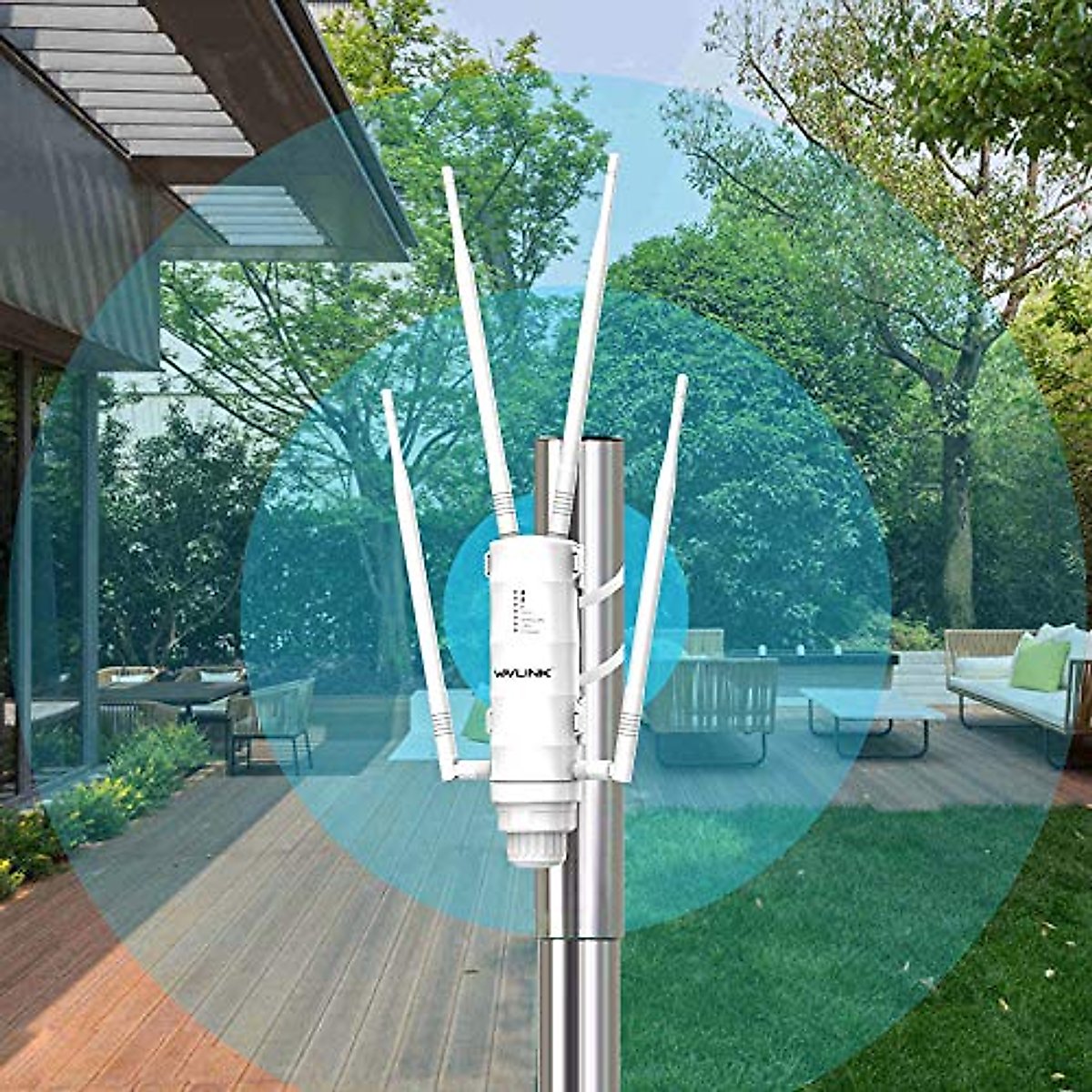 WAVLINK AC1200 High Power Outdoor Weatherproof WiFi Range Extender, Long Range Wireless AP/Router/Repeater/WISP Mode with POE Powered, Point to Point WiFi Bridge, 4x7dBi Omni Directional Antennas