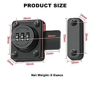 Cabinet Locks with Combination, Tcyoatoa Cabinet Latch, Metal Closet Locks, Exposed Installation for Small One-Way Door or Drawer with Matching Screws, Wide Use for Kiechen, Closet, Shed, Office