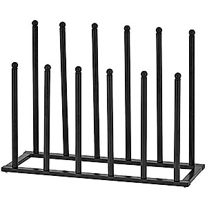 MyGift Modern Black Metal Boot Rack for Tall Boots Storage, Free Standing Entryway Walk-in-Closet Boot Organizer with 12 Long Posts, Holds 6 Pair