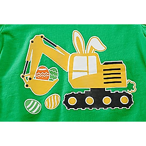 Little Hand Easter T-Shirt Short Sleeve Excavator Jersey Boys Shirt Clothes 3-4 Years