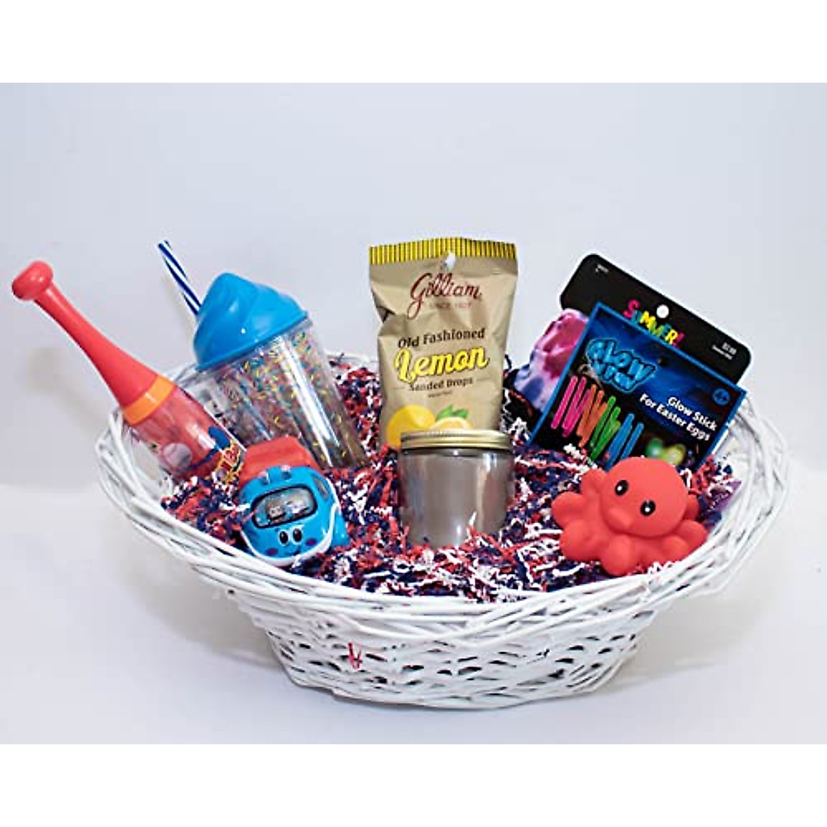 MagicWater Supply Soft & Thin Cut Crinkle Paper Shred Filler (2 LB) for Gift Wrapping & Basket Filling - Red, White and Blue