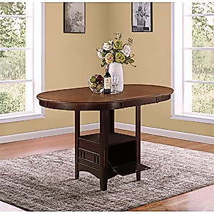 BOWERY HILL Extendable Wood Counter Height Dining Table in Chocolate