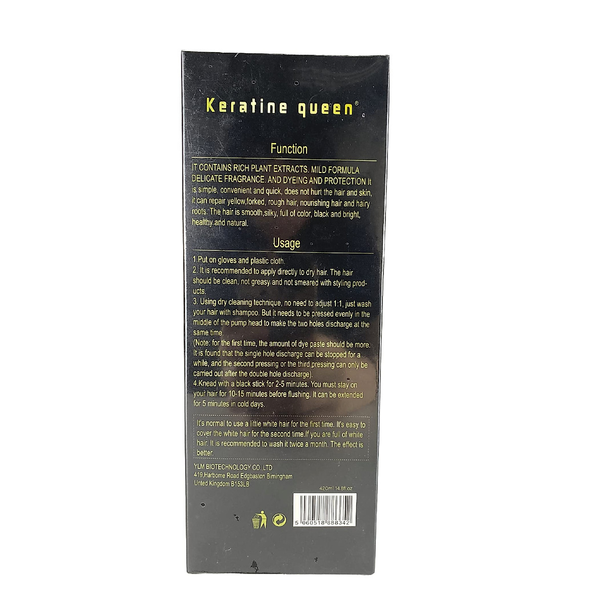 5-in-1 Black hair dye shampoo and conditioner, 420ml, for fast and Perfect coverage and long-lasting natural black color; Black hair dye shampoo for men and women with herbal extract ingredients