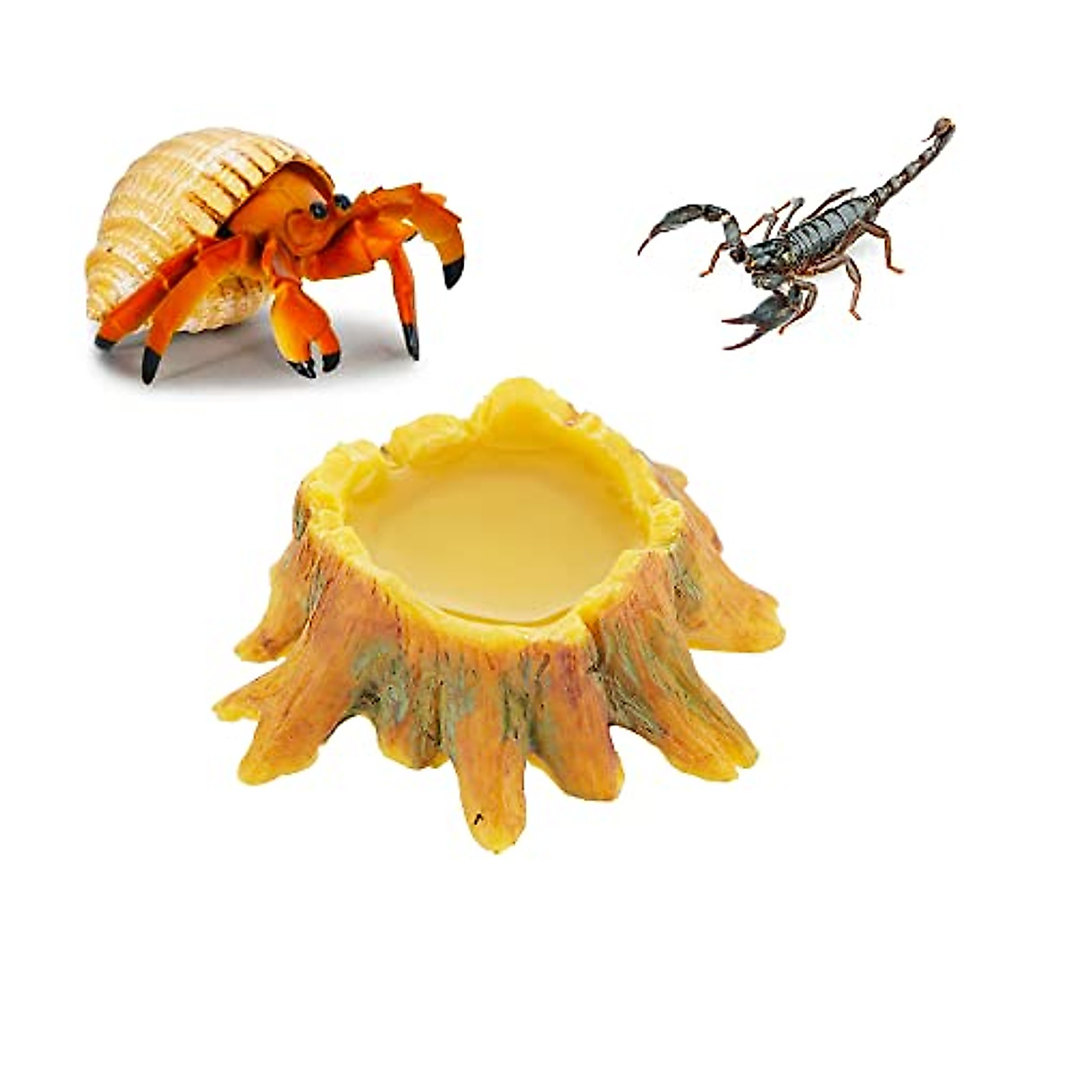 4 Pcs Spider Small Water Bowl, Mini Resin Dish for Tarantula Scorpion Millipede Spider Tiny Reptiles (Tree Root Shape)