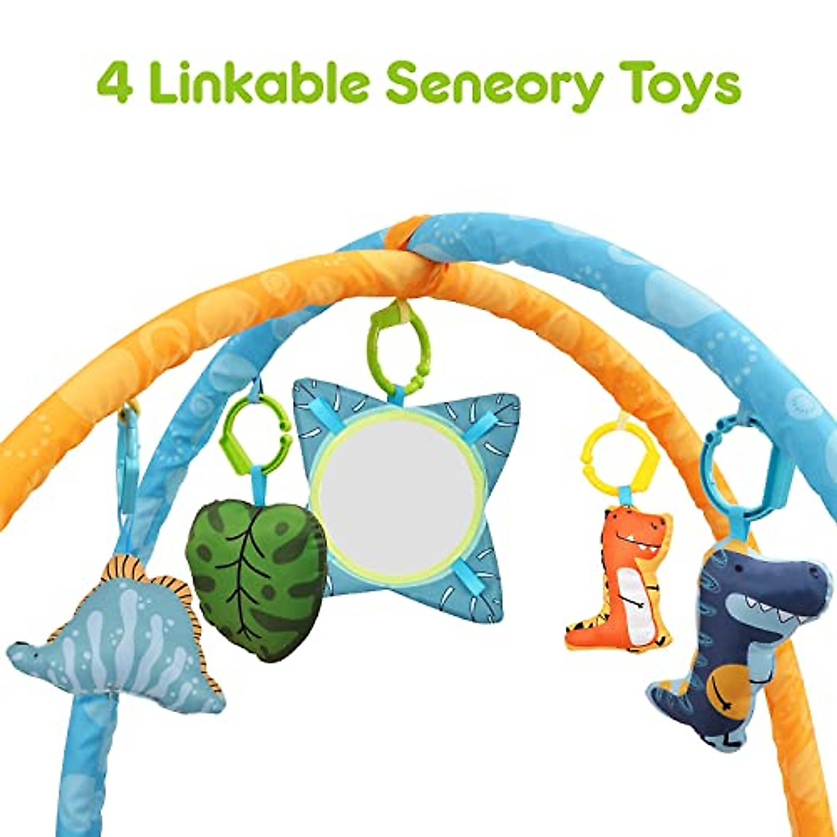 BATTOP Baby Play Mat Activity Gym with Ball Pit,4-in-1 Tummy Time Mat for Baby to Toddler,with Sensory Toys,Mirror,Head Rest,Cognitive Development Baby Play Center for Newborns,Infants (Green)