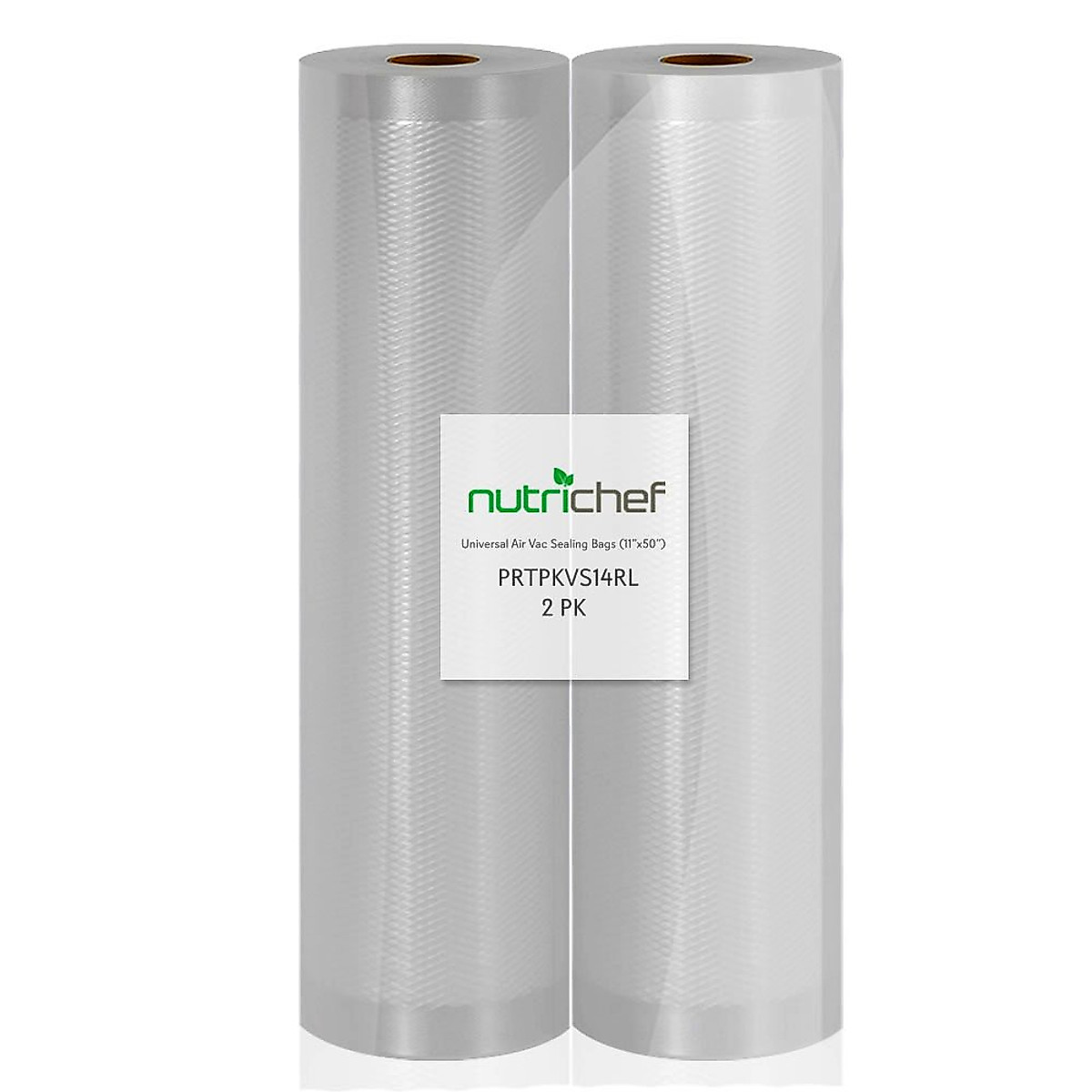 NutriChef Automatic Vacuum Air Sealing System Preservation & Sealer Bags 11x50 Rolls 2 pack 8x50 for Food Saver Black 12 in