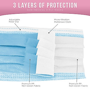 TCP Global Salon World Safety - Kids Face Masks 100 Pk 3-Ply Protective PPE (5 Colors, 20 Each)