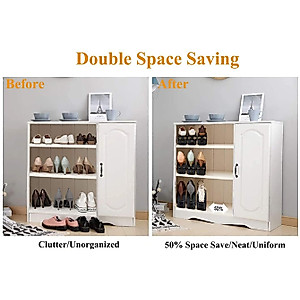 Yagizaai Bayou Shoe Slots, 20 PCS Shoes Slots Organizer, 4-Level Adjustable Shoe Stacker, Upgraded Shoe Space Saver, 50% Space-Saving Shoe Holders(Black)