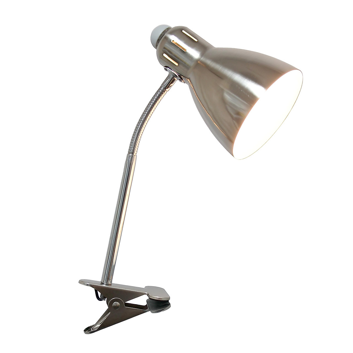 Simple Designs LD2016-BSN Adjustable Flexible Gooseneck Clip Light Desk Lamp, Brushed Nickel