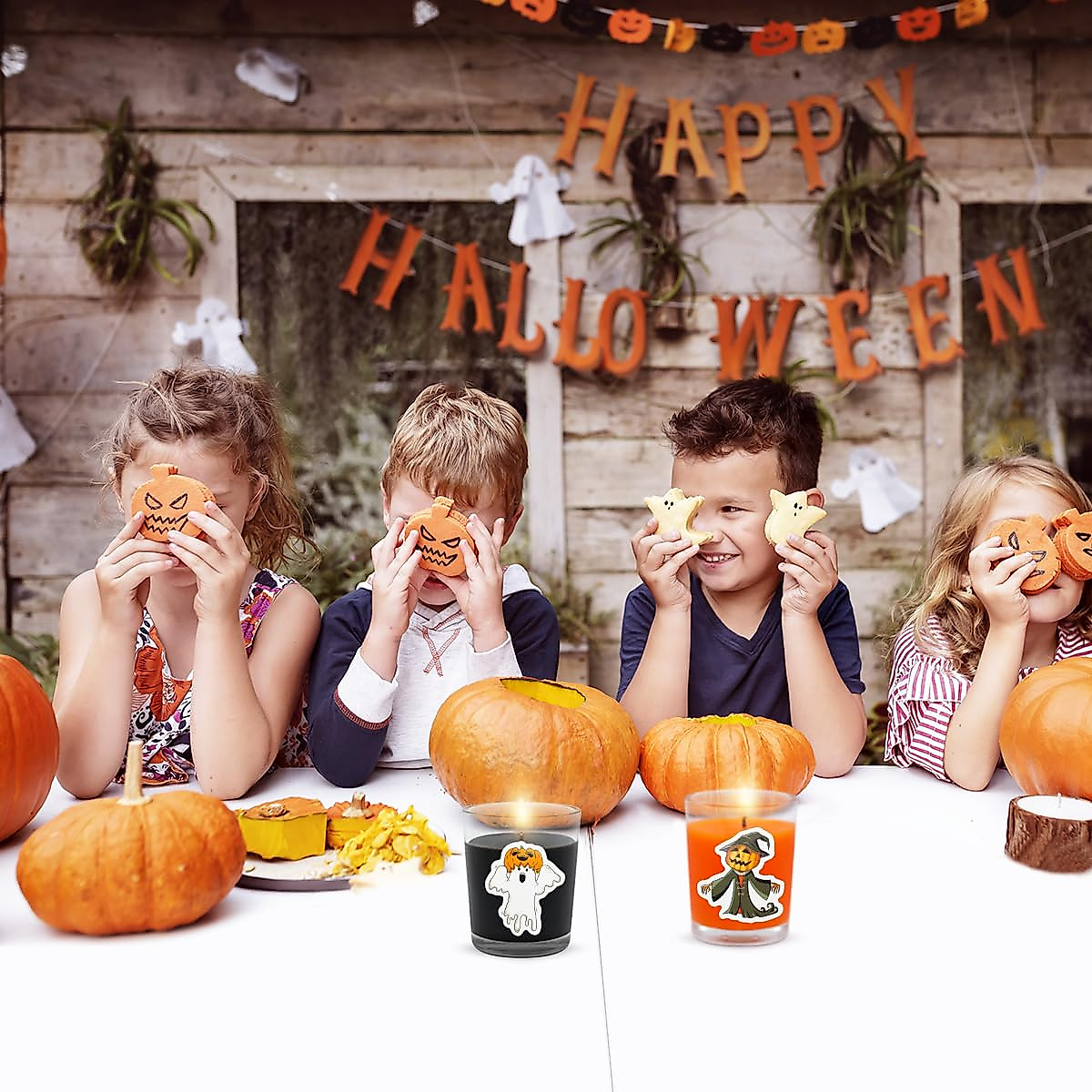 10 Orange and 10 Black Votive Candles, Unscented Soy Wax Candle Filled in Clear Glass for Halloween Fall Home Décor and DIY