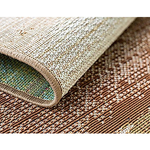 Unique Loom Outdoor Modern Collection Area Rug - Shore (10' x 12' 2" Rectangle, Brown/ Beige)