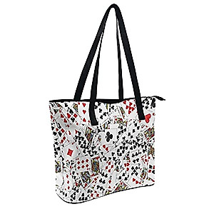 Playing Poker Cards Shoulder Tote Bag Purse Top Handle Satchel Handbag For Women Work School Travel Business Shopping Casual