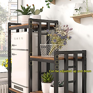 YCHF 6-Tier Kitchen Bakers Rack, Multifunctional Storage Shelf, Mini Fridge & Microwave Oven Stand Table, Coffee Bar, Adjustable Kitchen Shelves Freestadning (Rust Brown02)