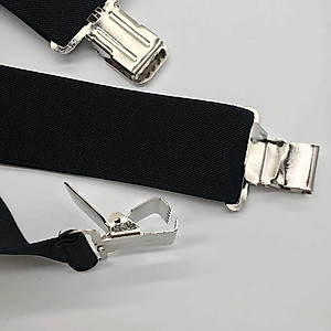 Sold_By_Cheapnwork Mens Braces Suspenders Black 50mm (Width) X Back Heavy Duty Biker Snowboard Trousers Elastic Tuxedo Pant