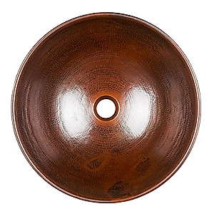 Sinkology BRV-1405BC Hubble Handmade Pure Solid Vessel Sink, 14", Aged Copper