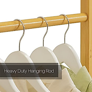 MoNiBloom Bamboo Garment Rack with 5-Tier Storage Shelves Trapezoid Multi-Functional Garment Rack, Clothes Hanging Rack Stand for Bedroom Living Room, Natural