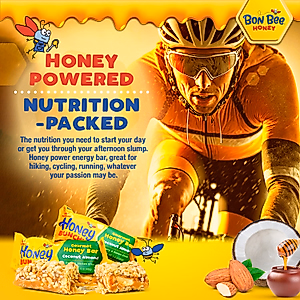 BON BEE Honey Bunchies All Natural Honey Bar - Natural Breakfast & Nutrition Bars for Healthy Energy & Fuel - Variety of Delicious Highlights & Perfectly Balanced, 12-1.4oz Bars