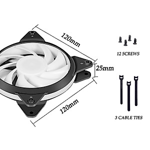 upHere 5V 6-Pack 120mm Silent Intelligent Control 5V Addressable RGB Fan Motherboard Sync, Adjustable Colorful Fans with Controller T3SYC3-6